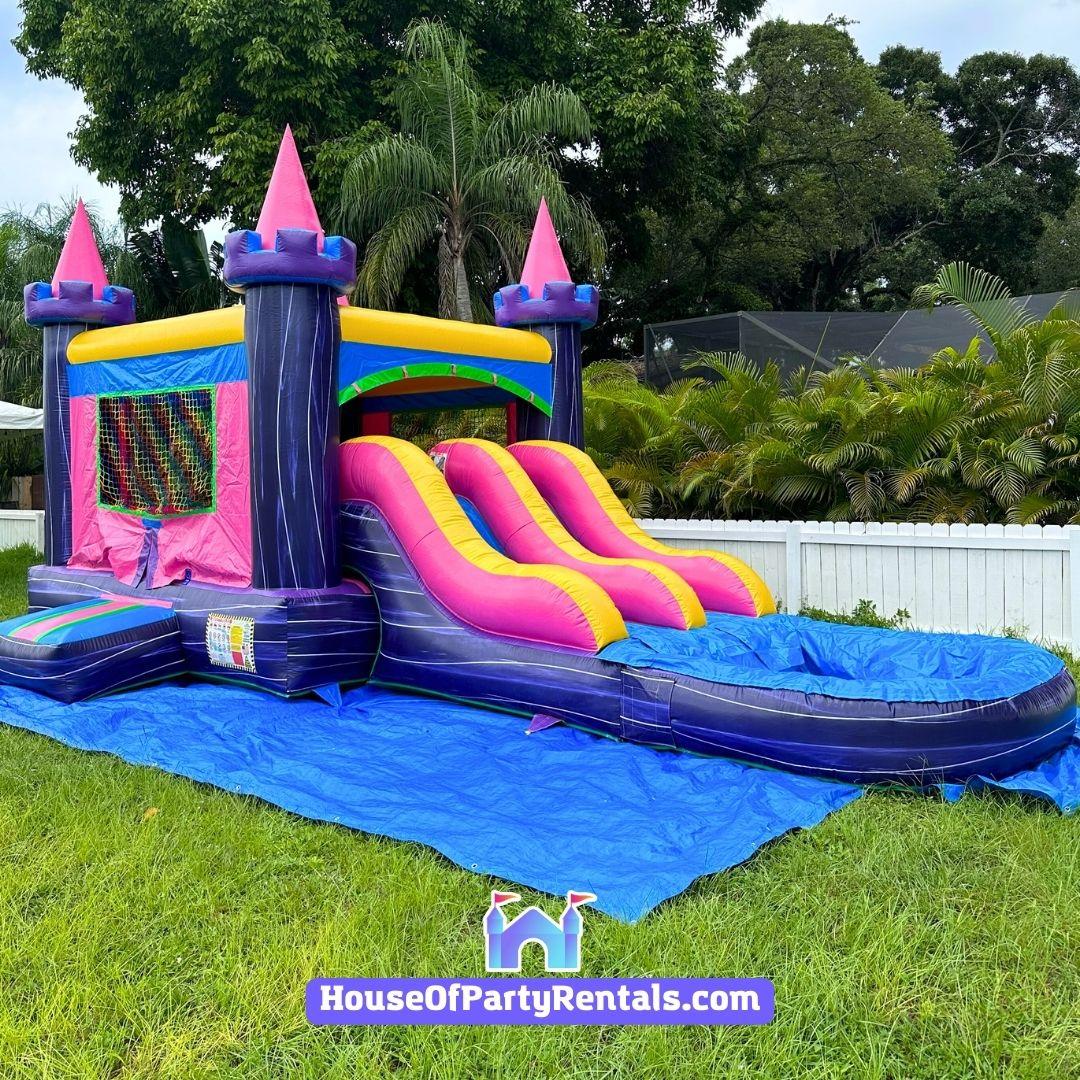 Princess Pink Como Castle Water Slide - House Of Party Rentals