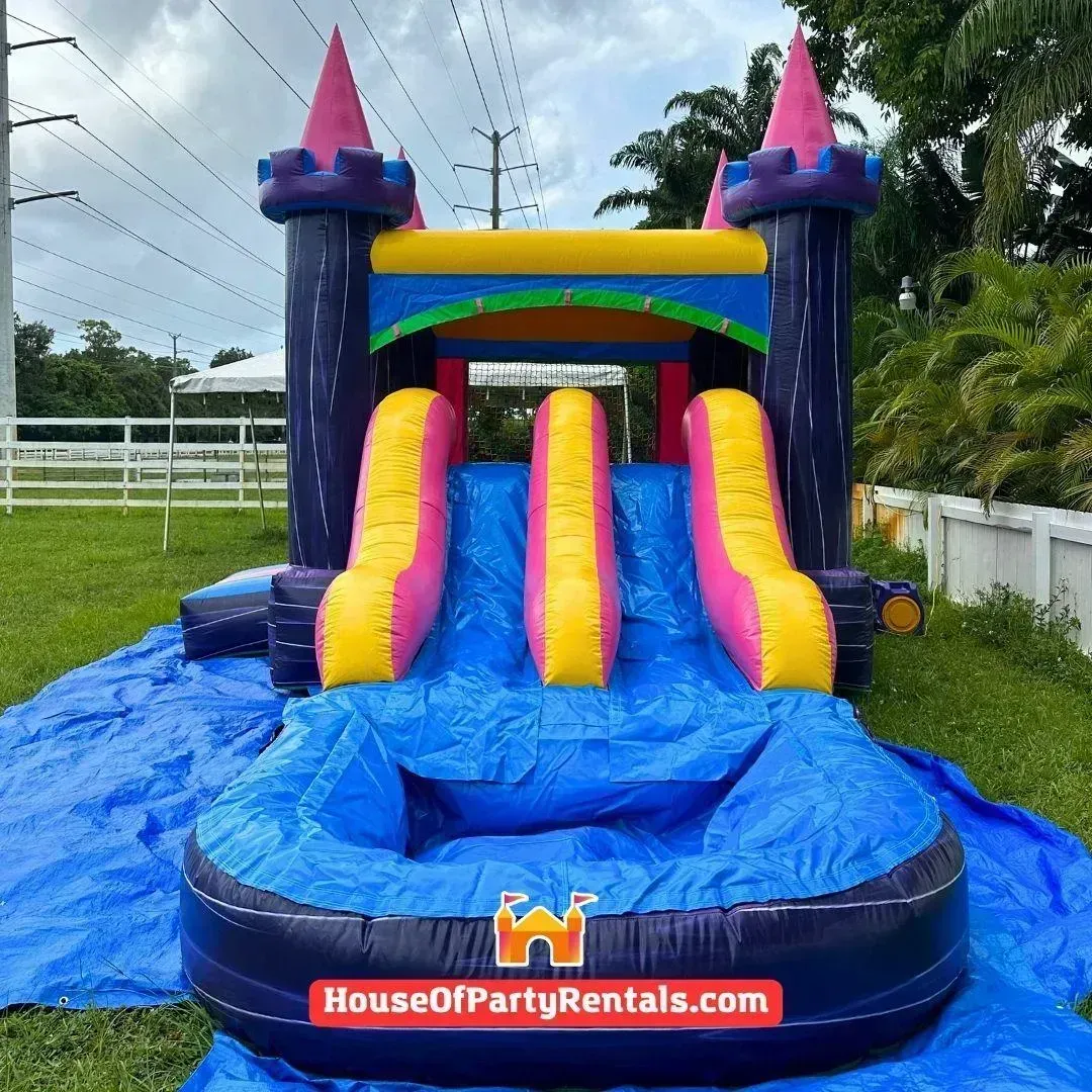 Princess Pink Como Castle Water Slide - House Of Party Rentals